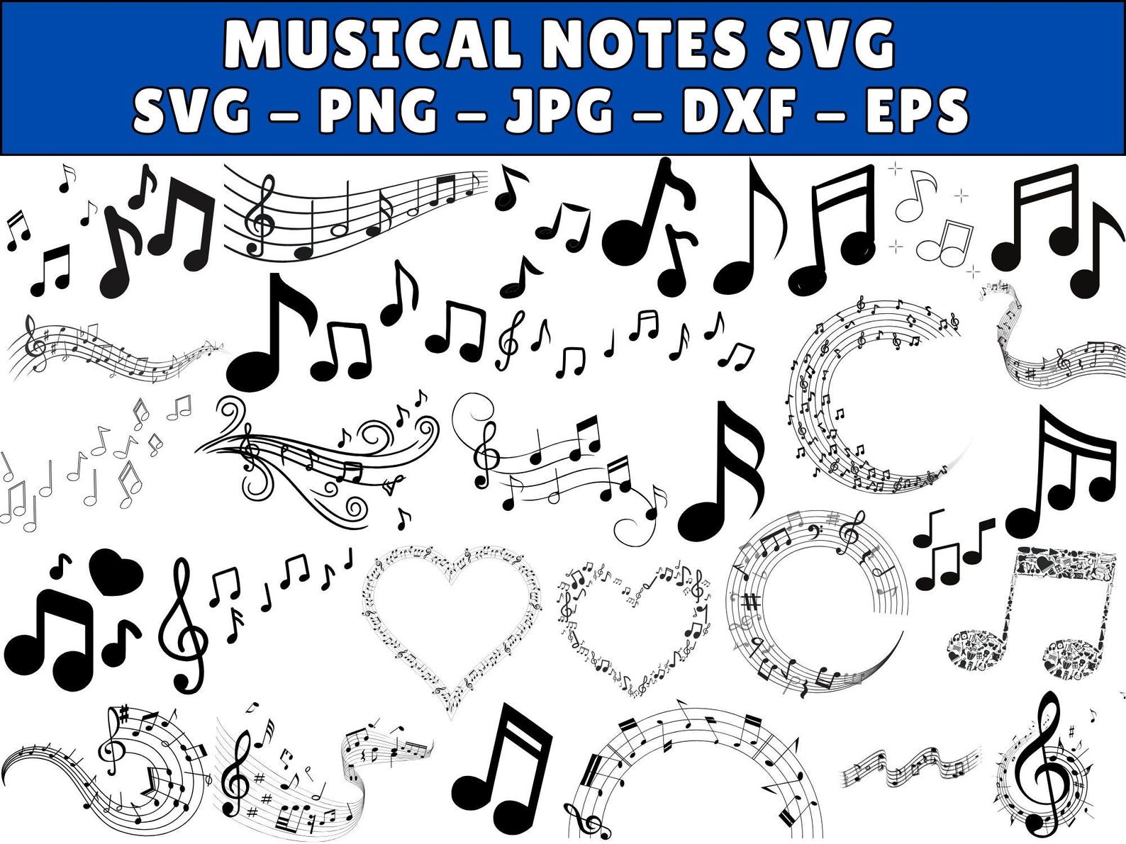 MUSIC NOTES SVG, Music Notes Bundle Svg, Music Notes Clipart , Music ...
