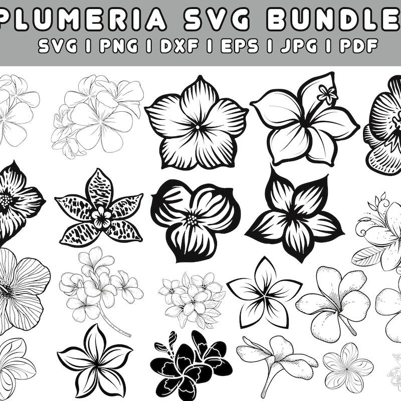 Hawaiian Flowers Outline - Etsy