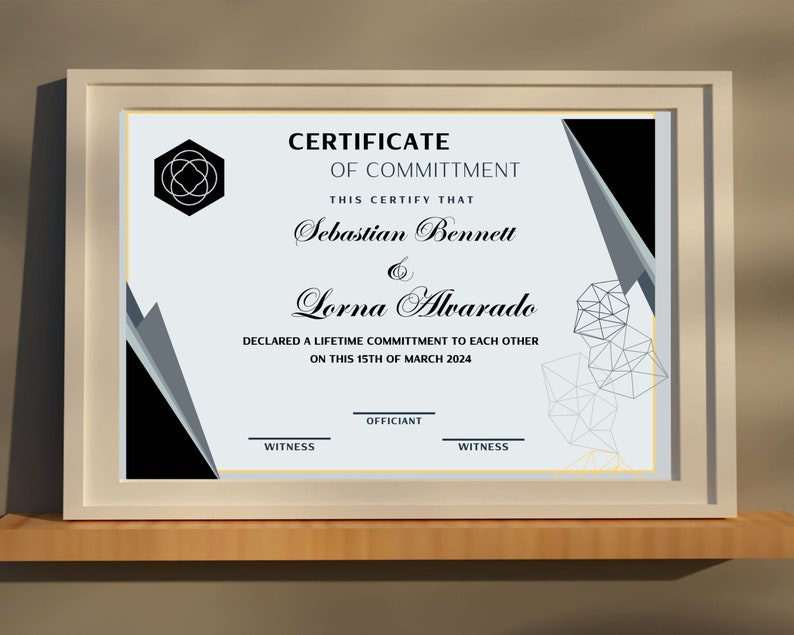 Printable Commitment Certificate Template: Editable Canva Design - Etsy
