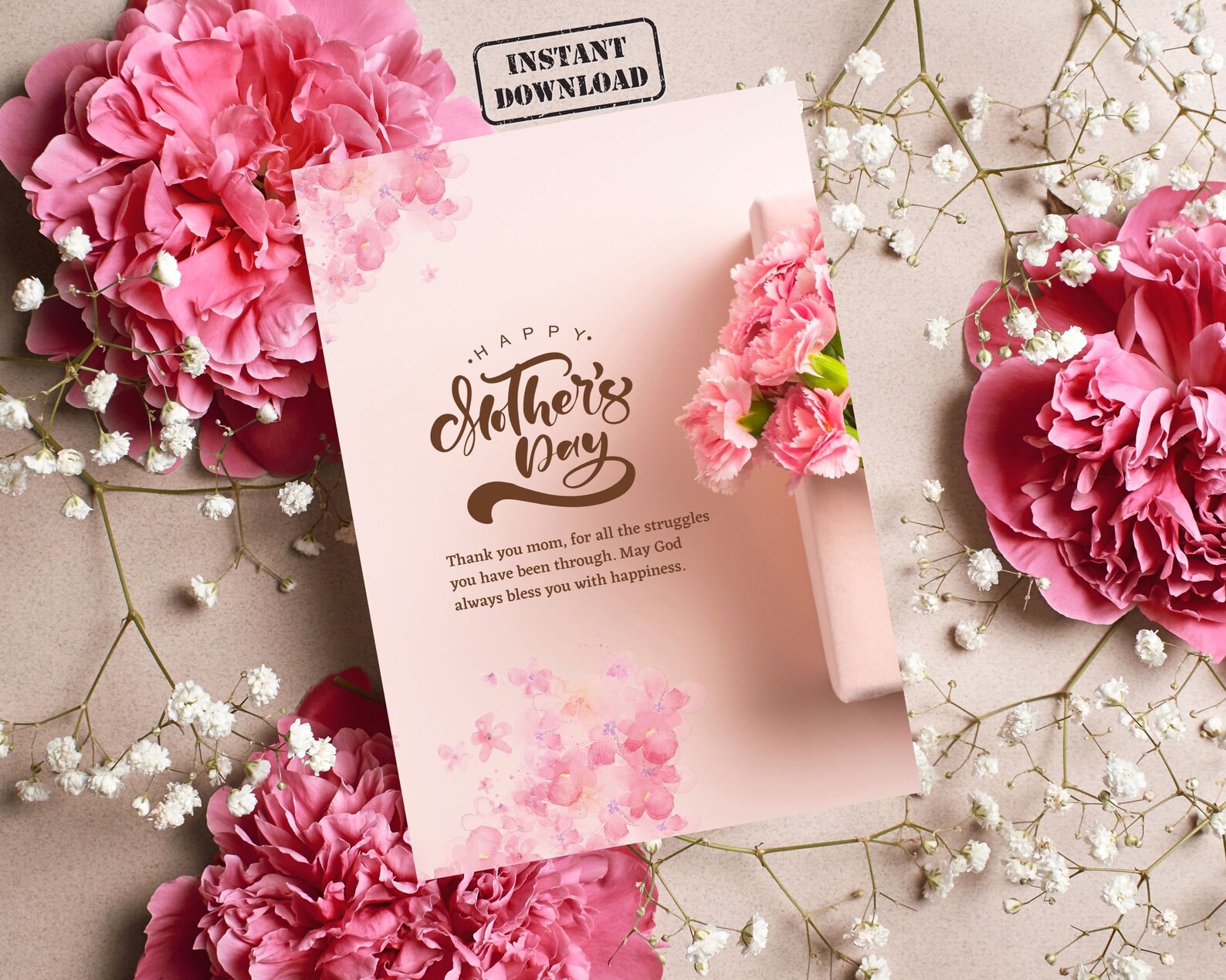 Mothers Day Card Printable, Happy Mothers Day Card, Digital Mothers Day ...