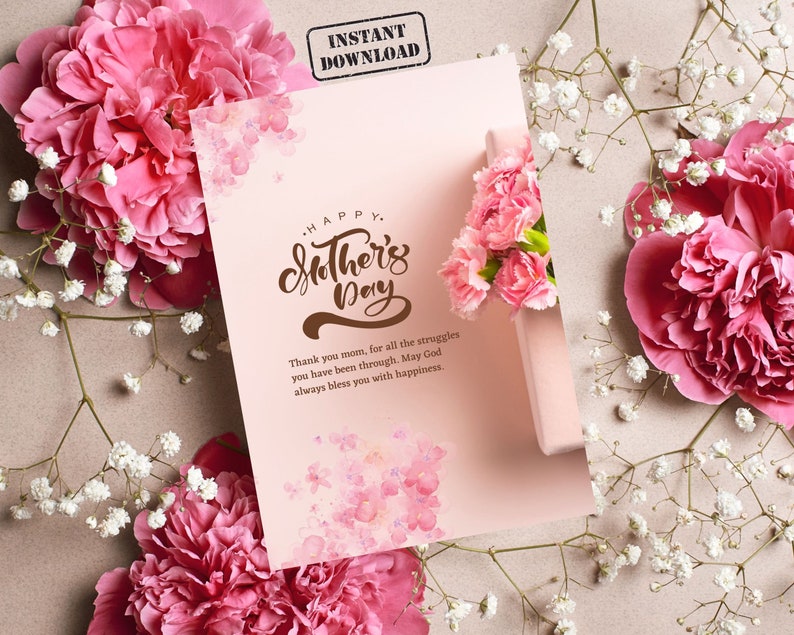 Mothers Day Card Printable Happy Mothers Day Card Digital Mothers Day