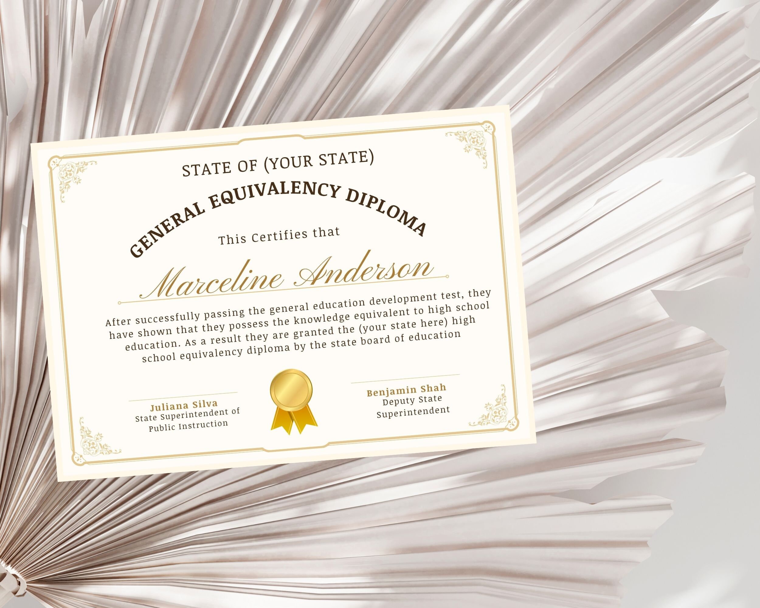 GED Diploma Certificate Template: Editable School Equivalency (canva ...