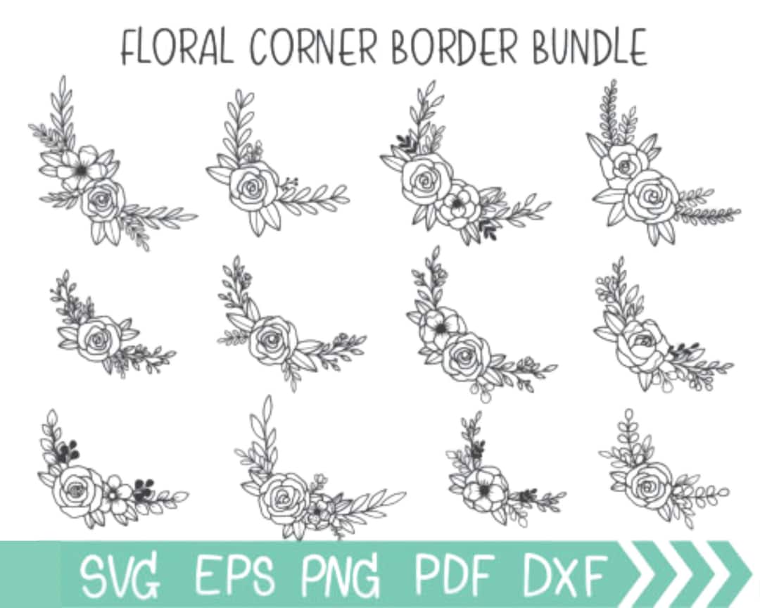 Corner Svg Bundle, Corner Svg, Floral Corner Svg Files, Decorative Page ...