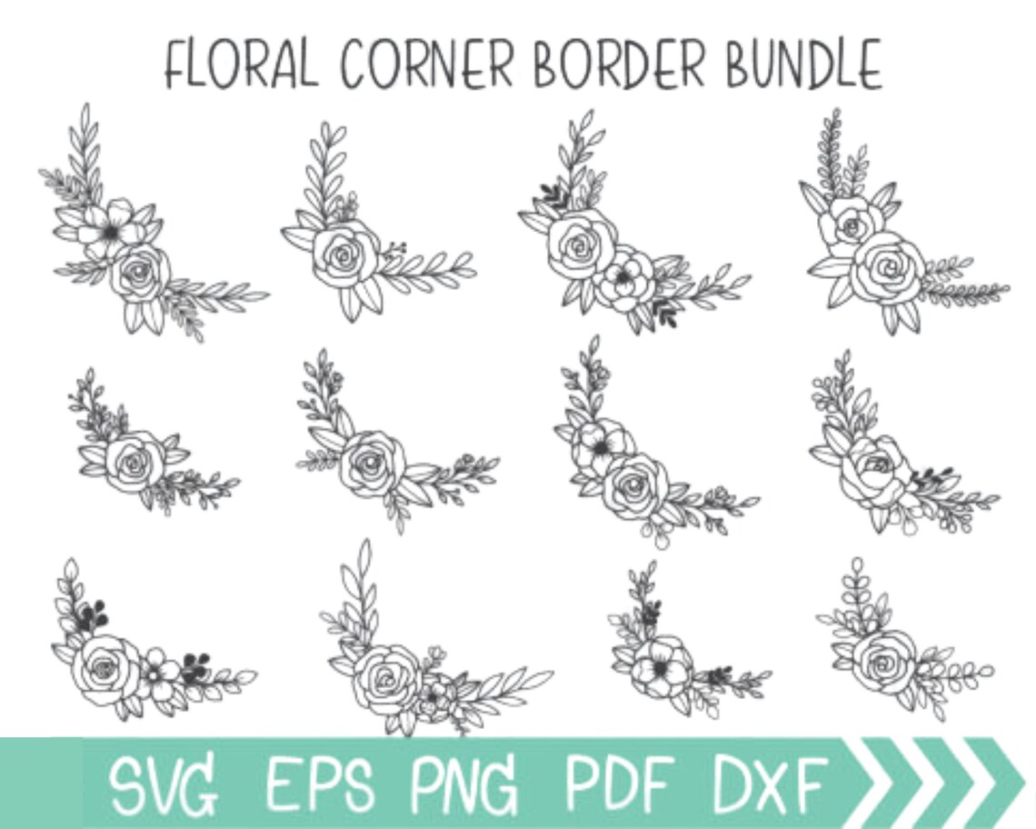 Corner Svg Bundle, Corner Svg, Floral Corner Svg Files, Decorative Page ...