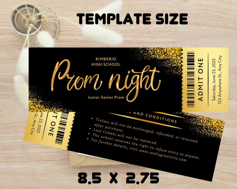 Editable Prom Invitation Formal Invitation Homecoming Prom Tickets ...