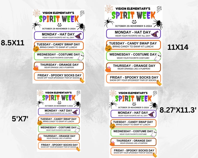 Editable Fall Spirit Week Flyer Template, School Spirit Schedule, Canva ...