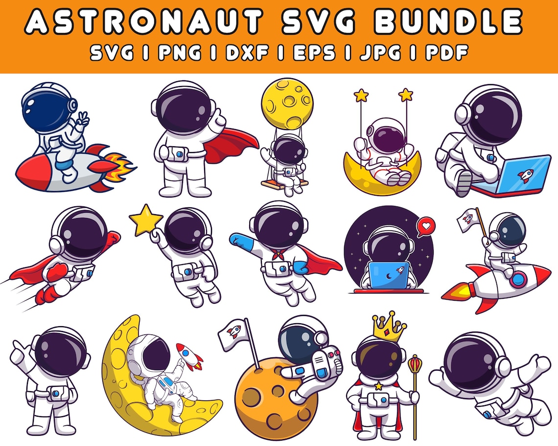 Astronaut Svg Png Bundle, Astronaut With Rocket Svg, Kid Astronaut Svg ...