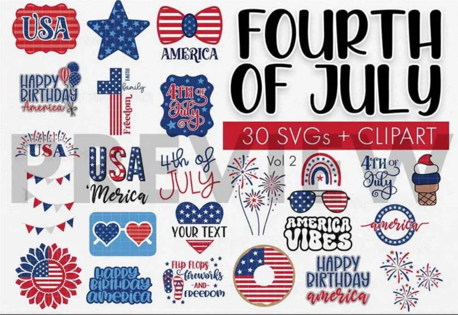 4th of July Mega Bundle, Independence Day SVG, 100+ Designs, Heather ...