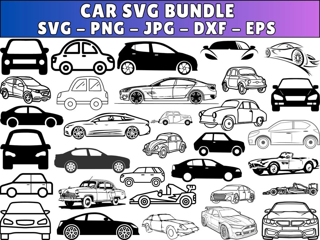 Car Svg Bundle, Retro Car Silhouette Svg, Sports Car Svg, Classic Car ...
