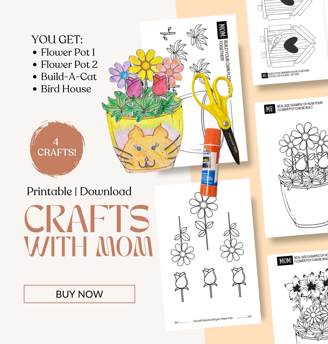 Build a Flower Pot, Spring Kids Crafts, Birdhouse Craft, Printable, Cat ...