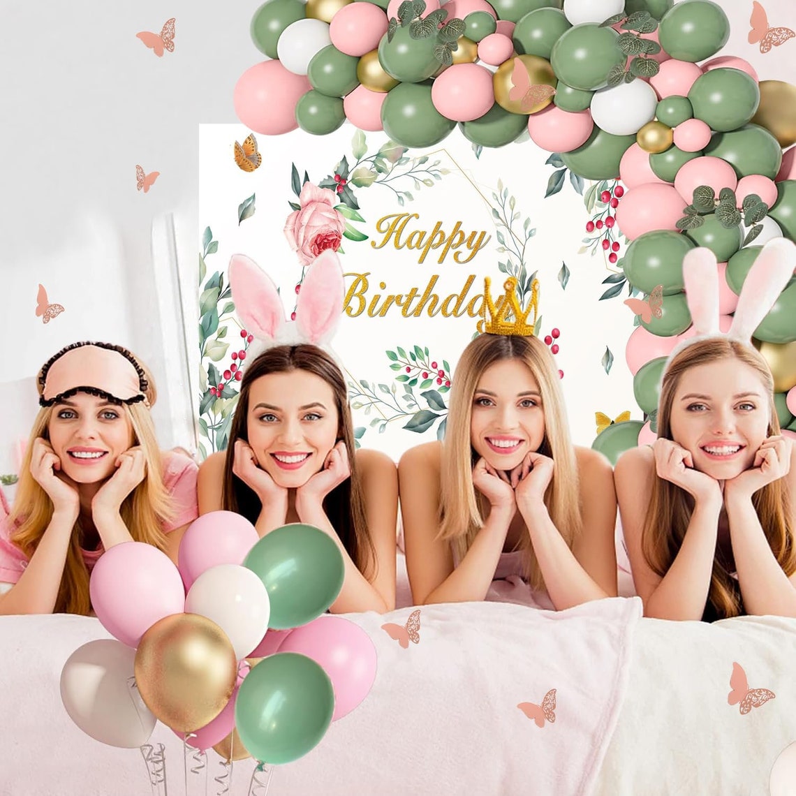 Sage Green Birthday Party Decorations Supplies Including Floral ...