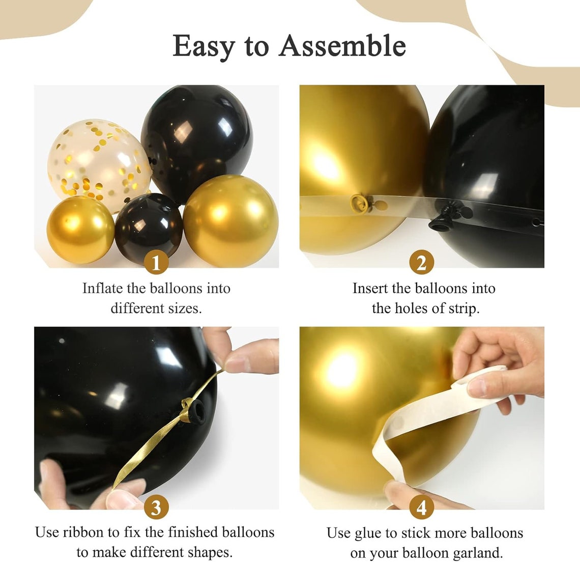 133pcs Black and Gold Balloons Garland Arch Kit With Metallic Gold ...