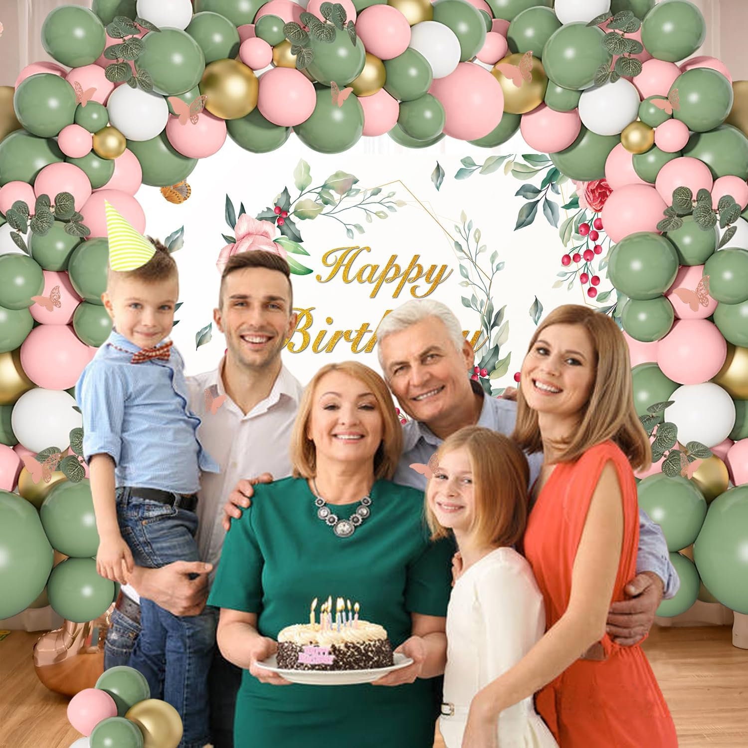 Sage Green Birthday Party Decorations Supplies Including Floral ...