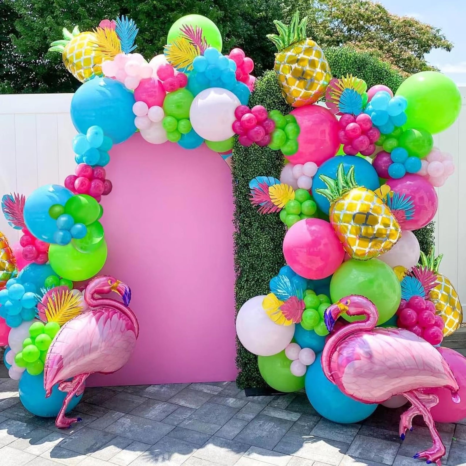 Tropical Flamingo Balloon Garland Arch Kit Pineapple Hot Pink Apple ...