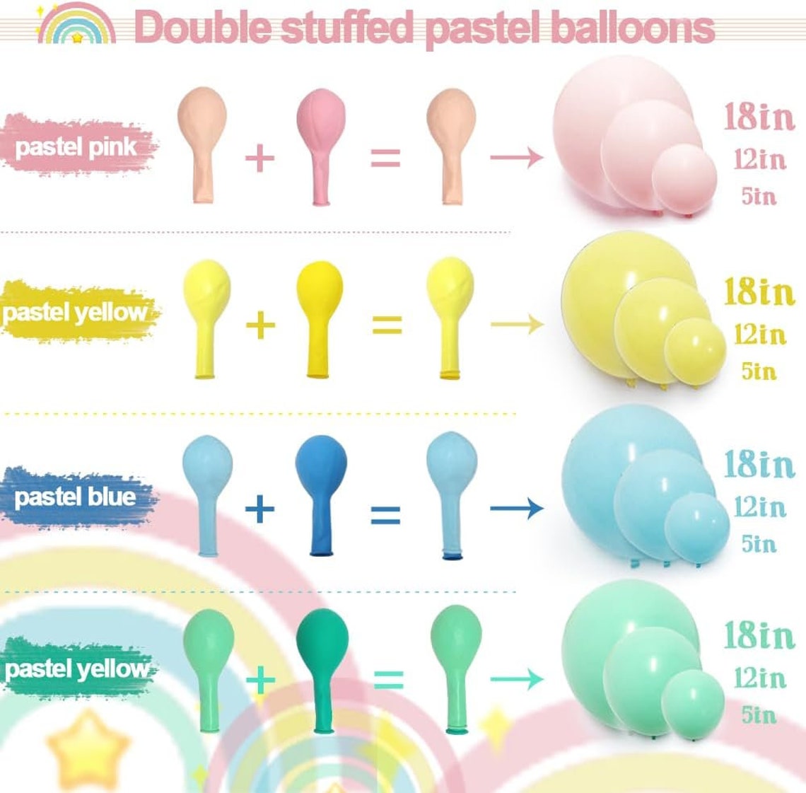 Pastel Balloon Garland Double Stuffed Balloons Pink Blue Different ...