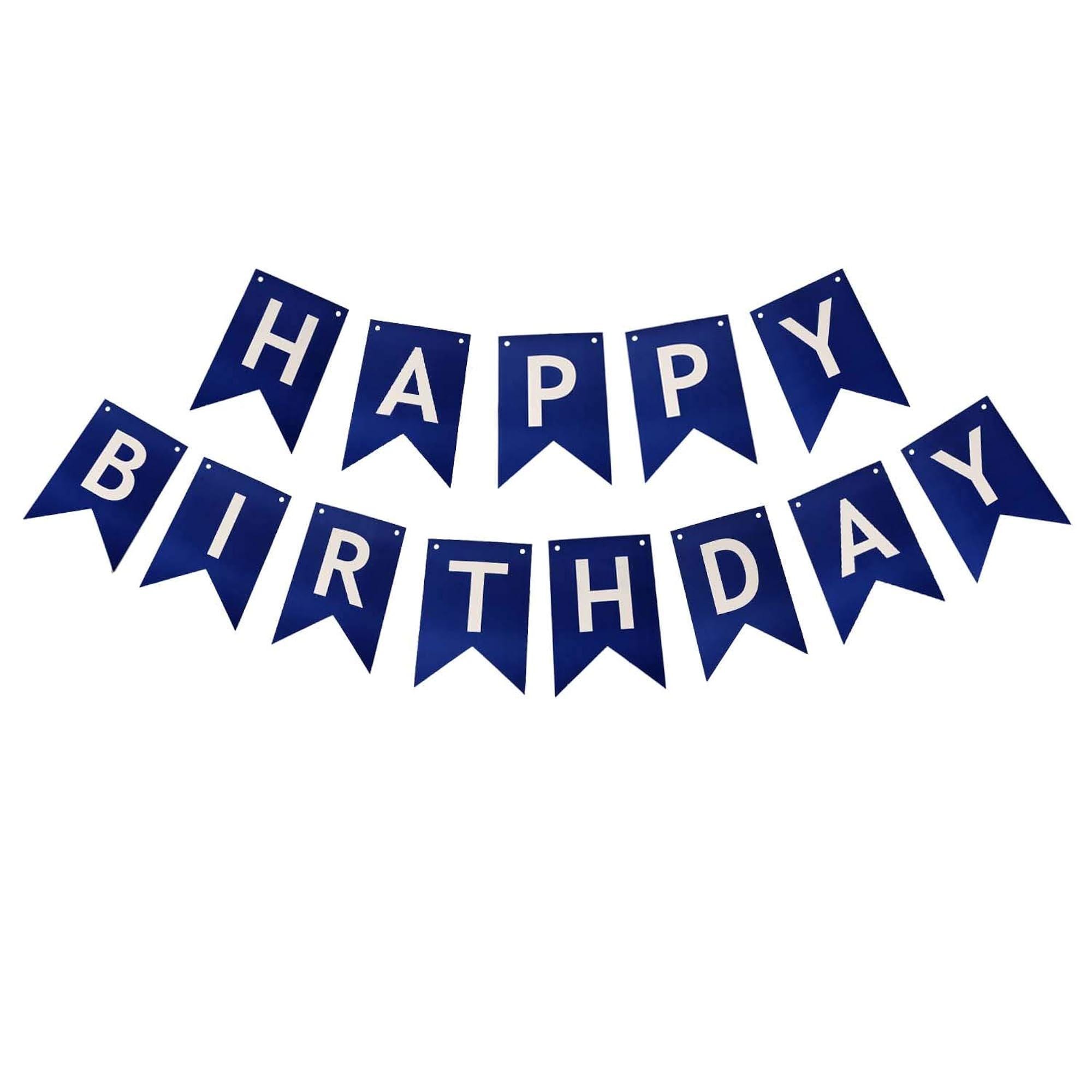 Blue Happy Birthday Banner Birthday Banner Decoration DIY Party ...