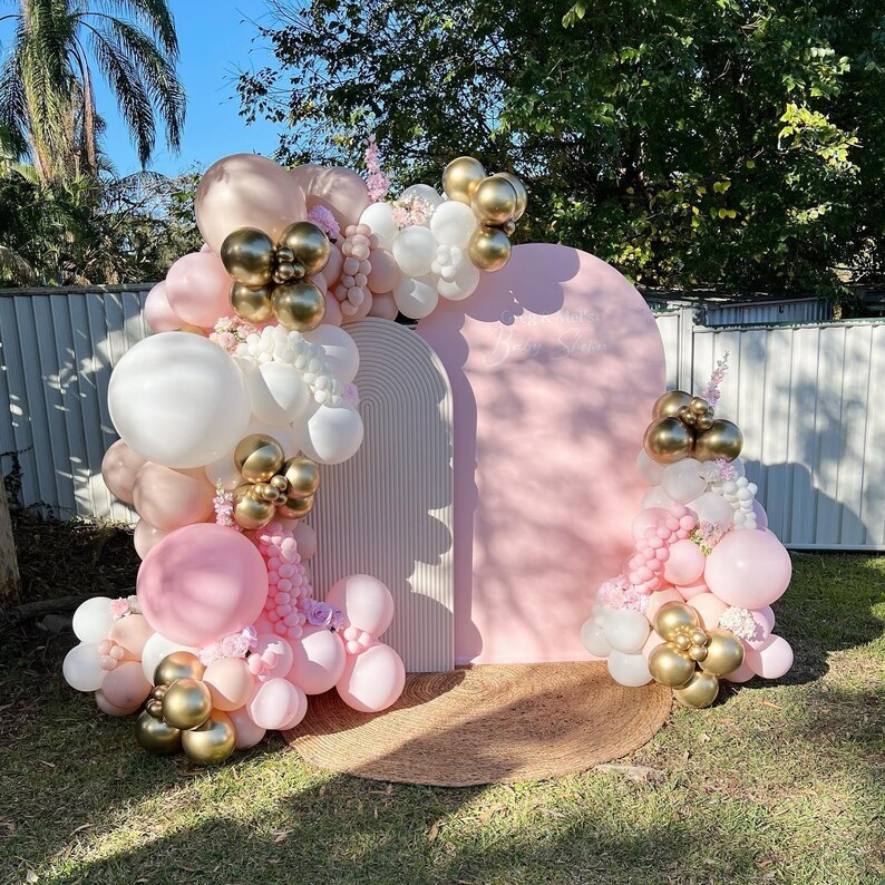 121PCS Pink and White Balloon Garland Arch Kit, Pastel Pink White Gold ...