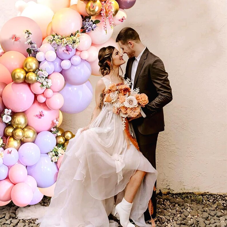 Pink Purple Balloon Garland Arch Kit, Dusty Rose Pink Gold Balloon Arch ...