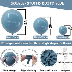 Dusty Blue Balloons Double Stuffed Pastel Blue Balloons Different Sizes 18/12/5 Inch Slate Blue ...
