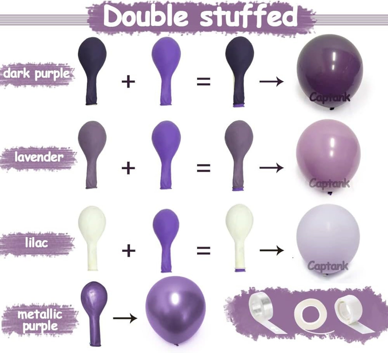 Purple Balloon Garland Lavender Double Stuffed Balloons Pastel Lilac ...