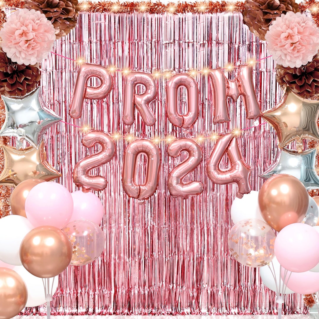 Pink Prom Decorations 2024, Rose Gold Prom Backdrop 2024 Party ...