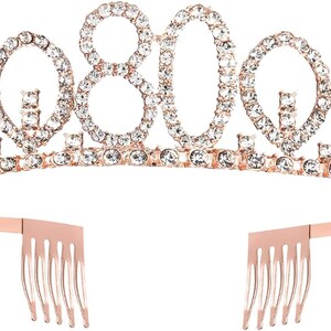 80th Birthday Sash and Tiara for Women, Rose Gold Birthday Sash Crown 80 & Fabulous Sash and ...