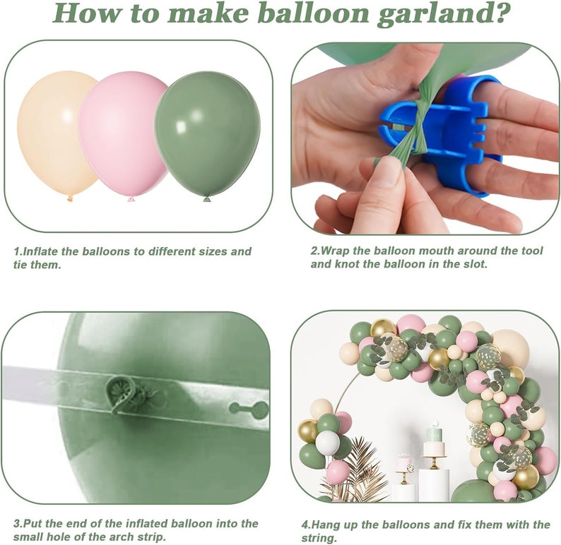 Sage Green Balloon Garland Arch Kit, Olive Sage Green Balloons Birthday ...