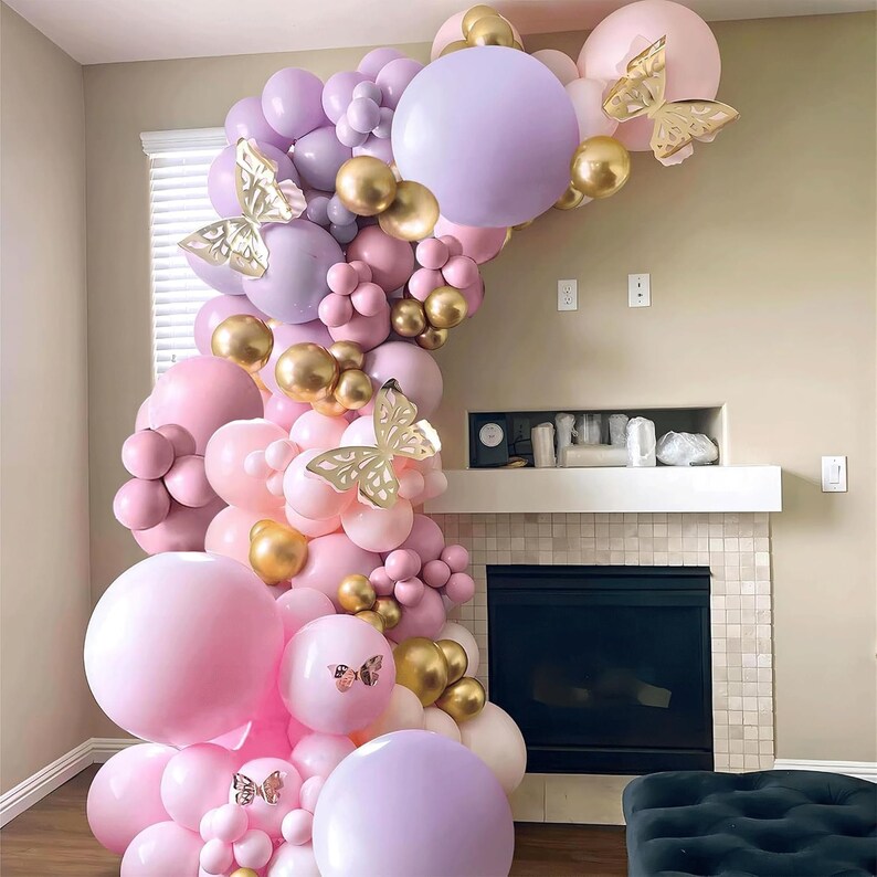 Pink Purple Balloon Garland Arch Kit, Dusty Rose Pink Gold Balloon Arch ...