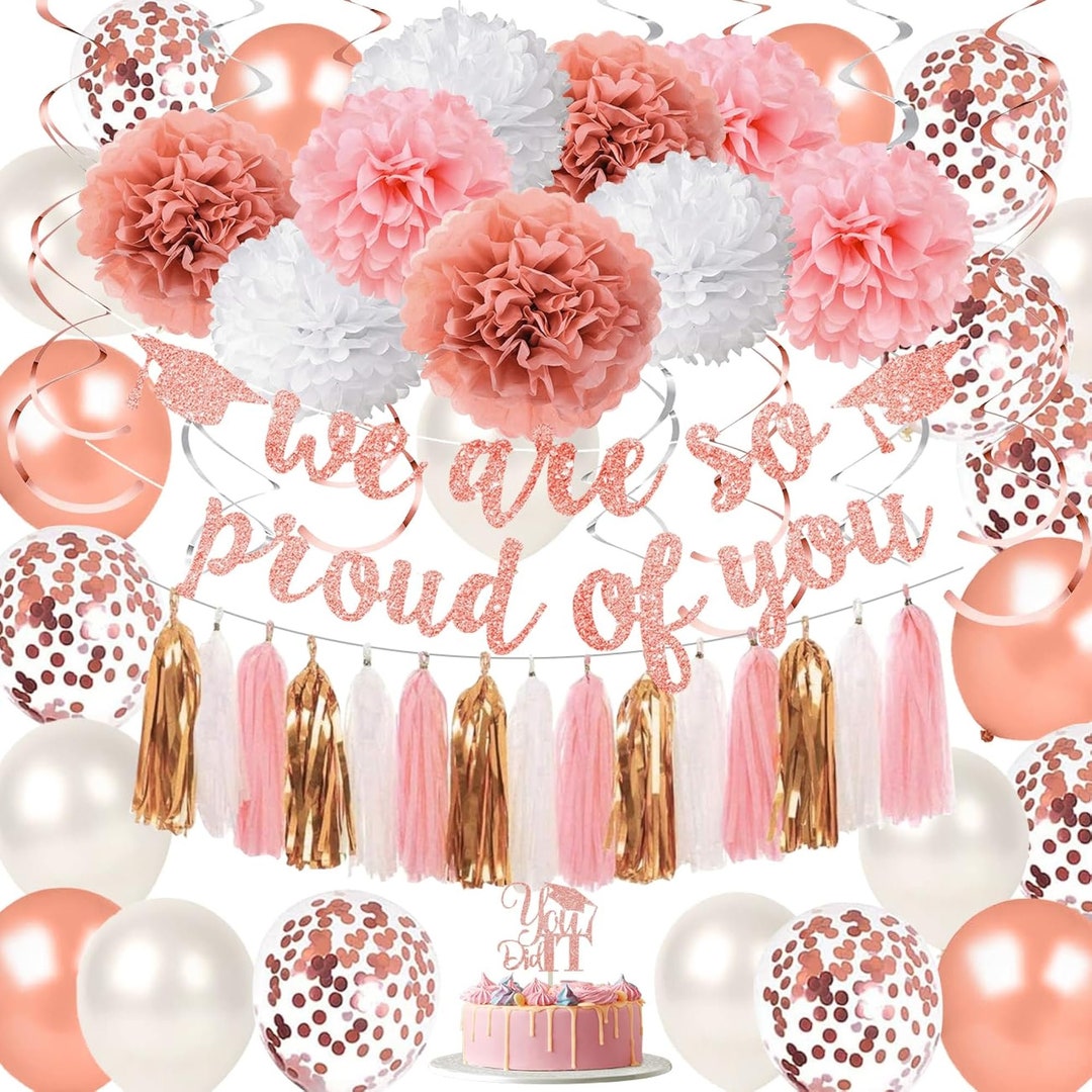 Pink Graduation Decorations Class of 2024, Pink Graduation Decorations ...