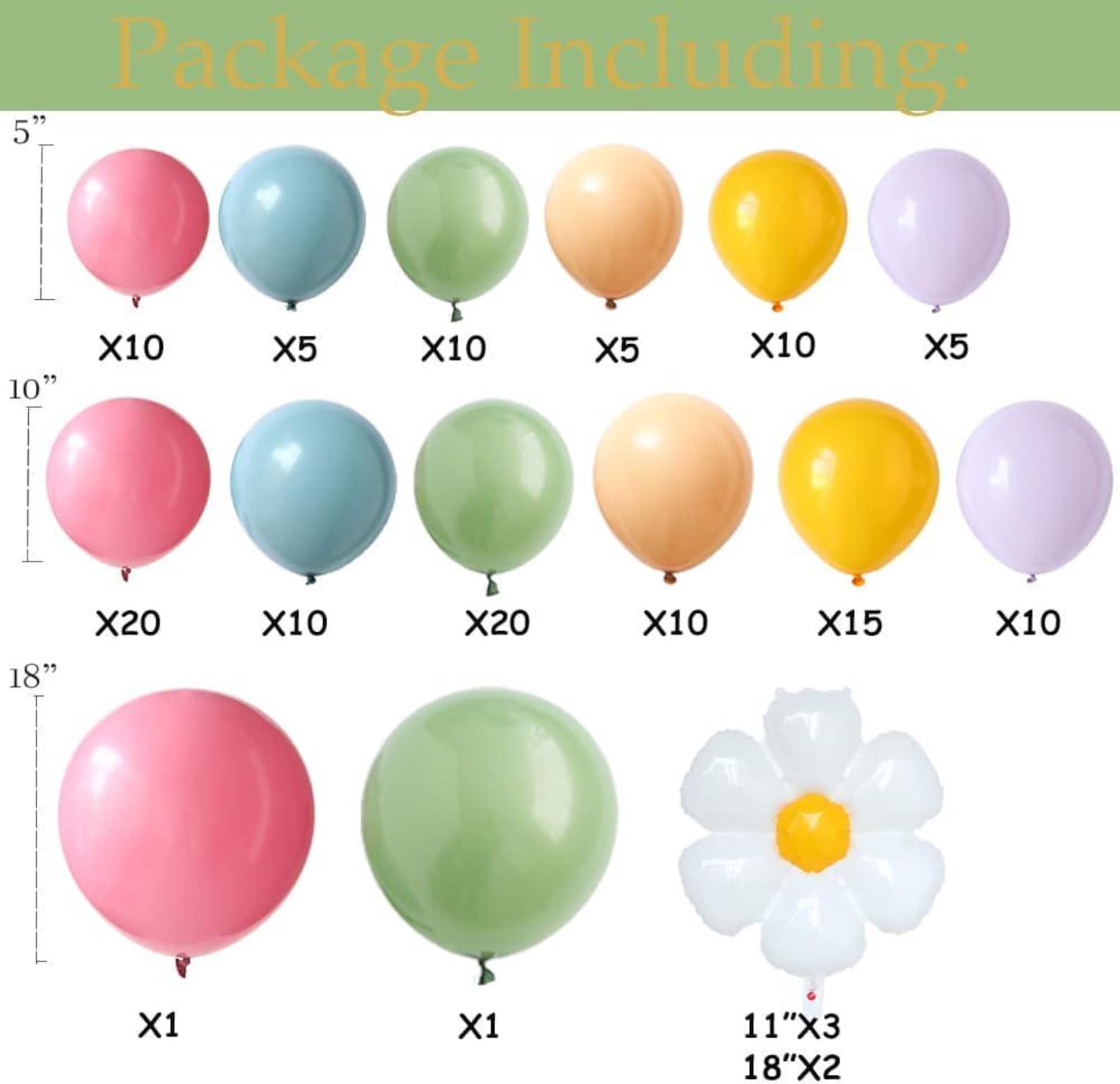 Daisy Flower Balloon Arch Kit 137PCS Pink and Green Yellow Wild Flower ...