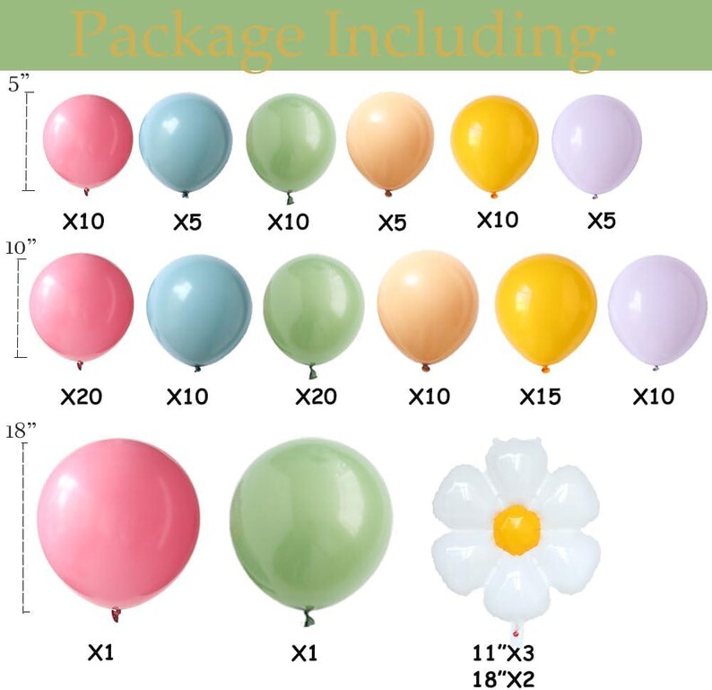 Daisy Flower Balloon Arch Kit 137PCS Pink and Green Yellow Wild Flower Balloons for Wild Flower ...