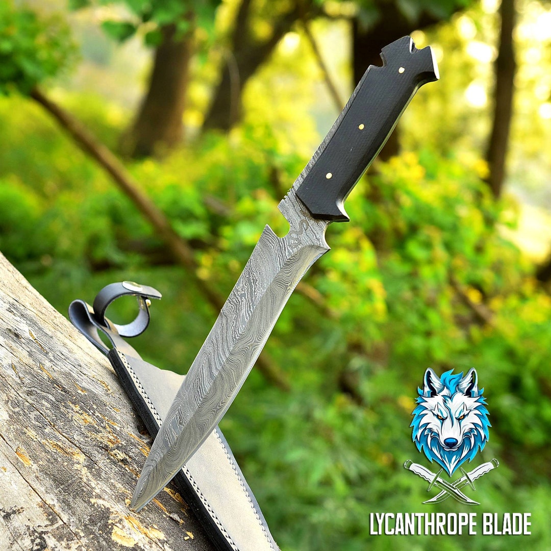 Customized Jack Krauser Damascus Knife | Leather Sheath | Re4 Replica ...