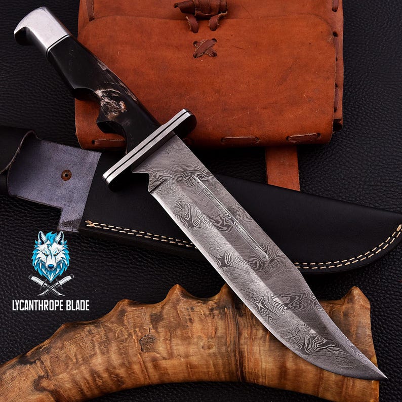 Damascus Steel Hunting Knife | Ghostface Scream Replica, Bull Horn ...