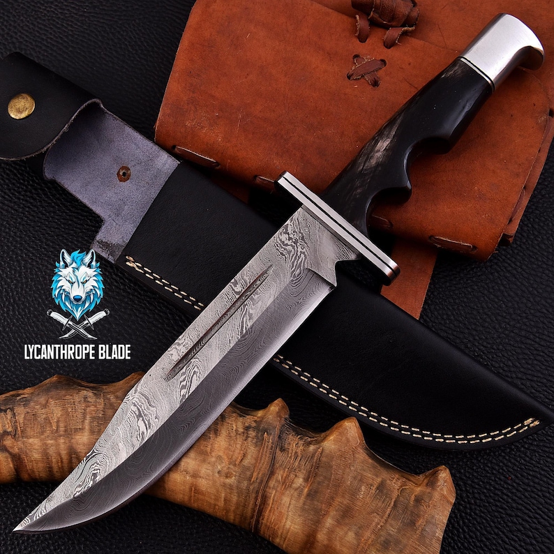 Damascus Steel Hunting Knife | Ghostface Scream Replica, Bull Horn ...