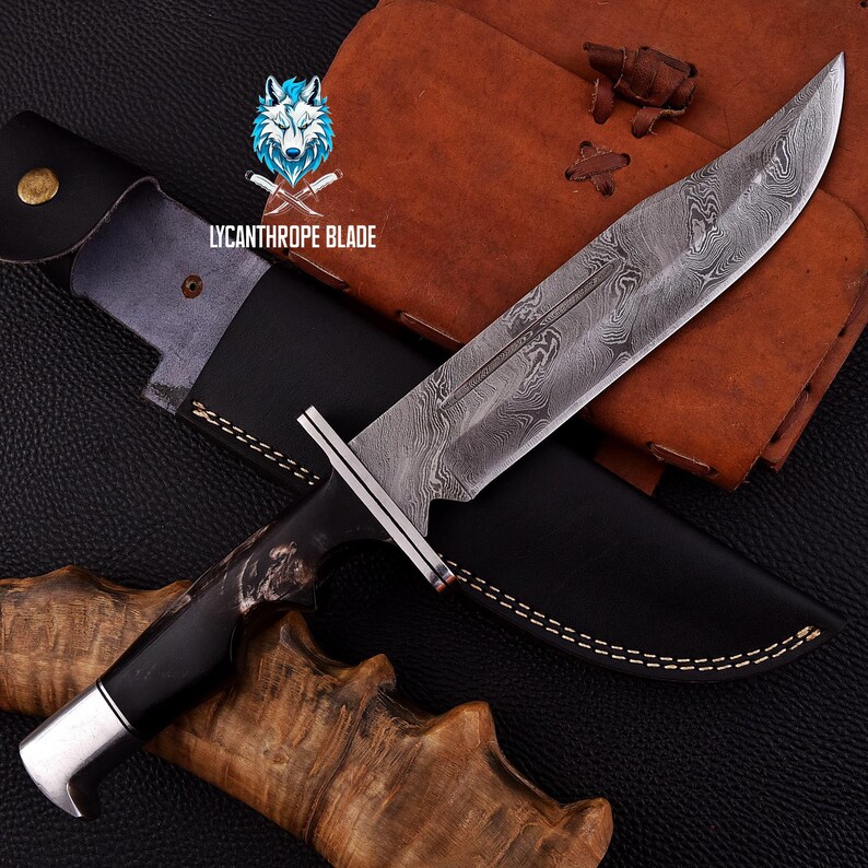 Damascus Steel Hunting Knife | Ghostface Scream Replica, Bull Horn ...