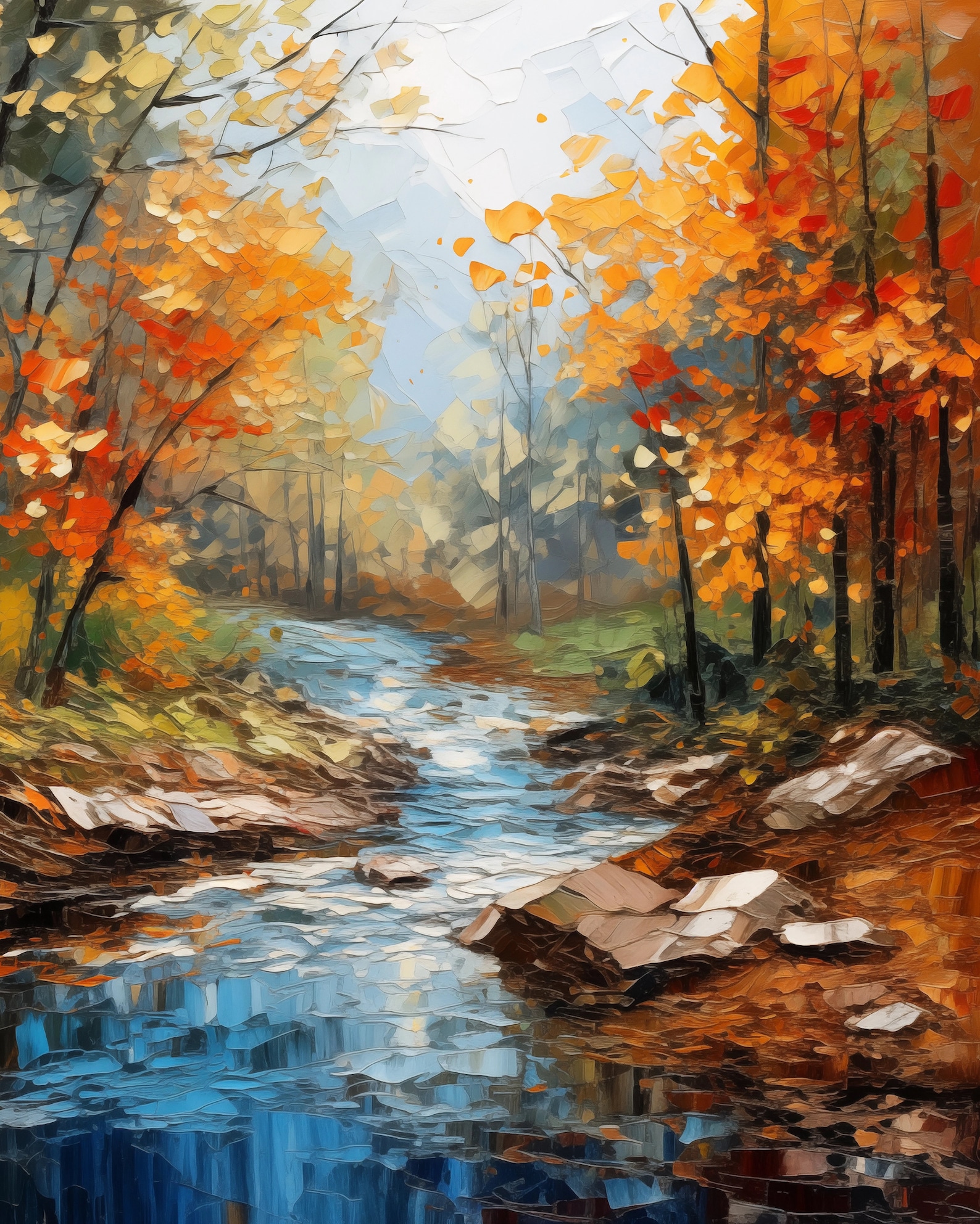 Autumnal Bliss by the River | Fall Trees | Digital Art | FR-054 - Etsy