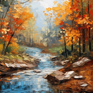 Autumnal Bliss by the River Fall Trees Digital Art FR-054 - Etsy