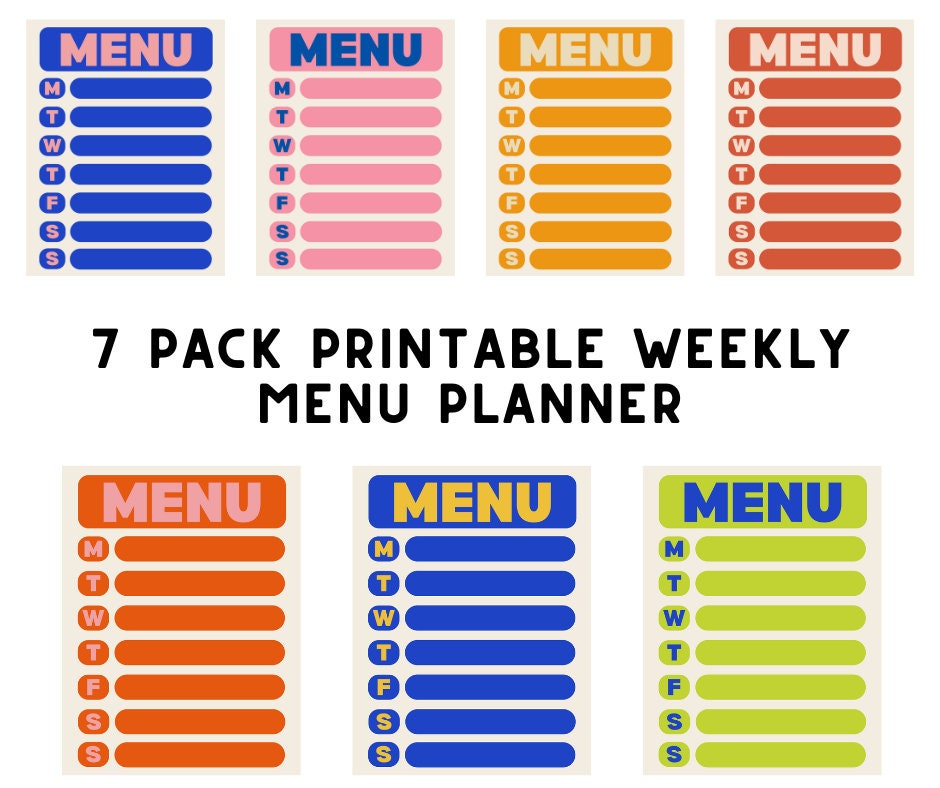 Printable Weekly Menu - Etsy