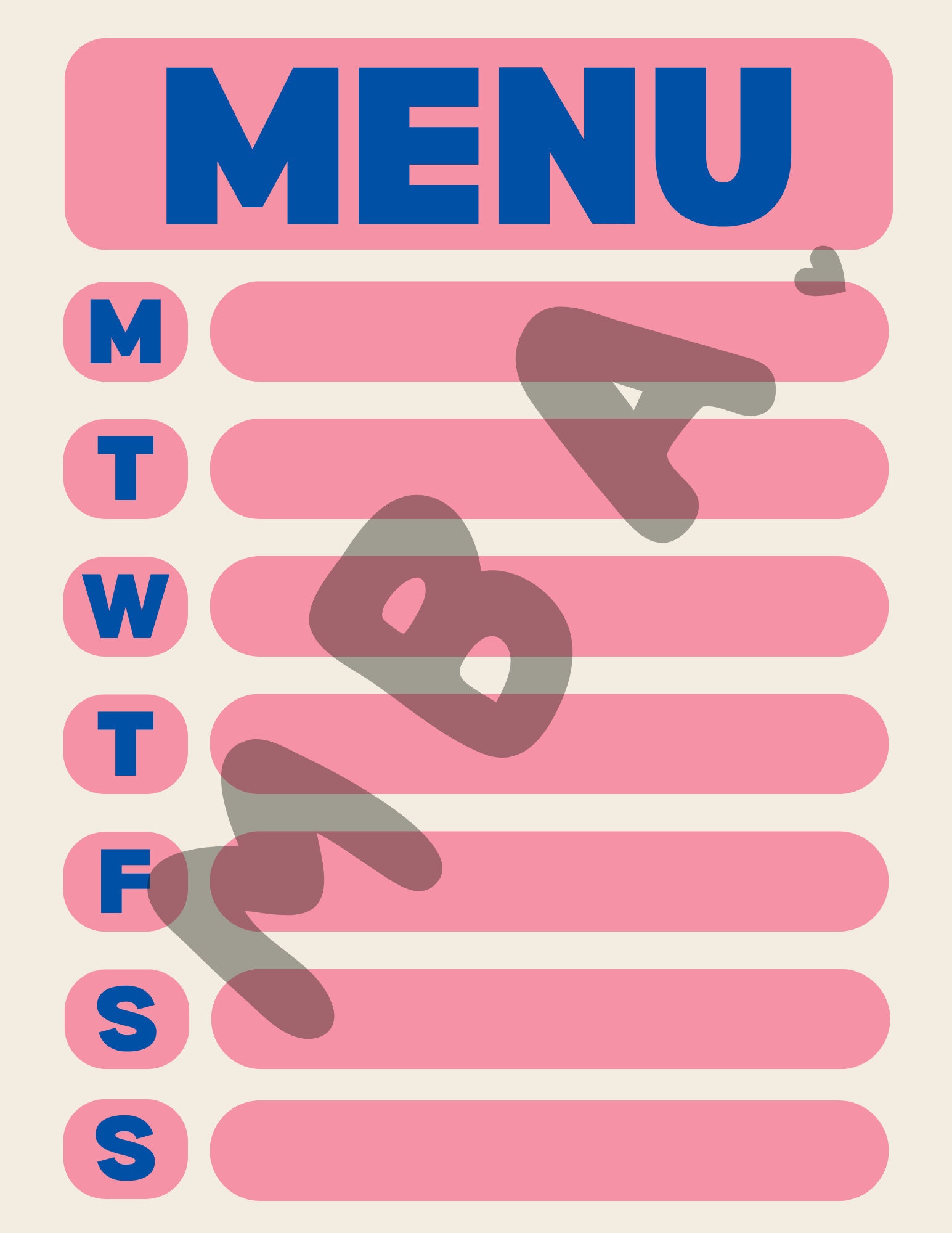 Printable Weekly Menu - Etsy