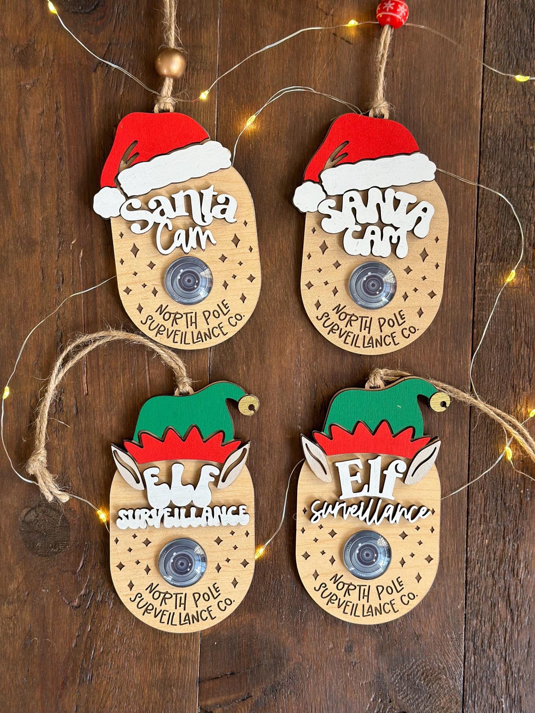 Santa Cam Elf Surveillance Wooden Christmas Ornament Christmas Camera ...