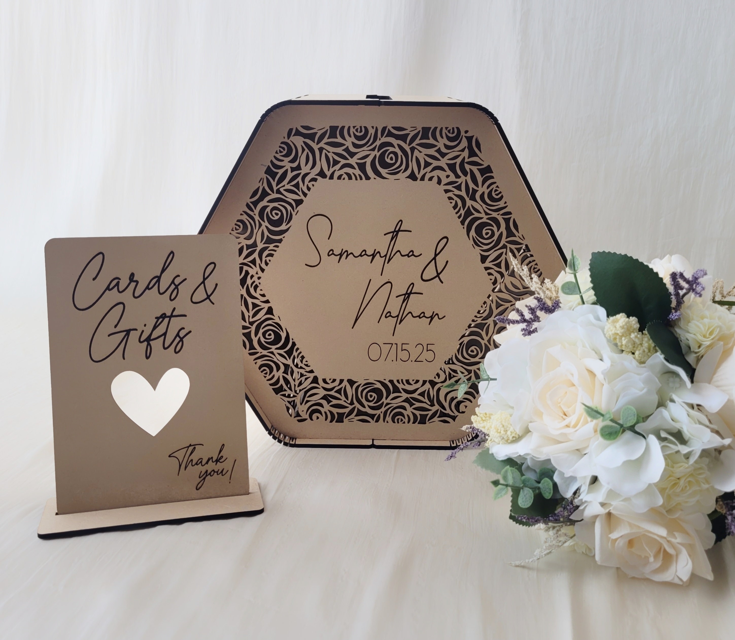 Personalized Wooden Wedding Card Box With Names & Date Custom Rustic ...