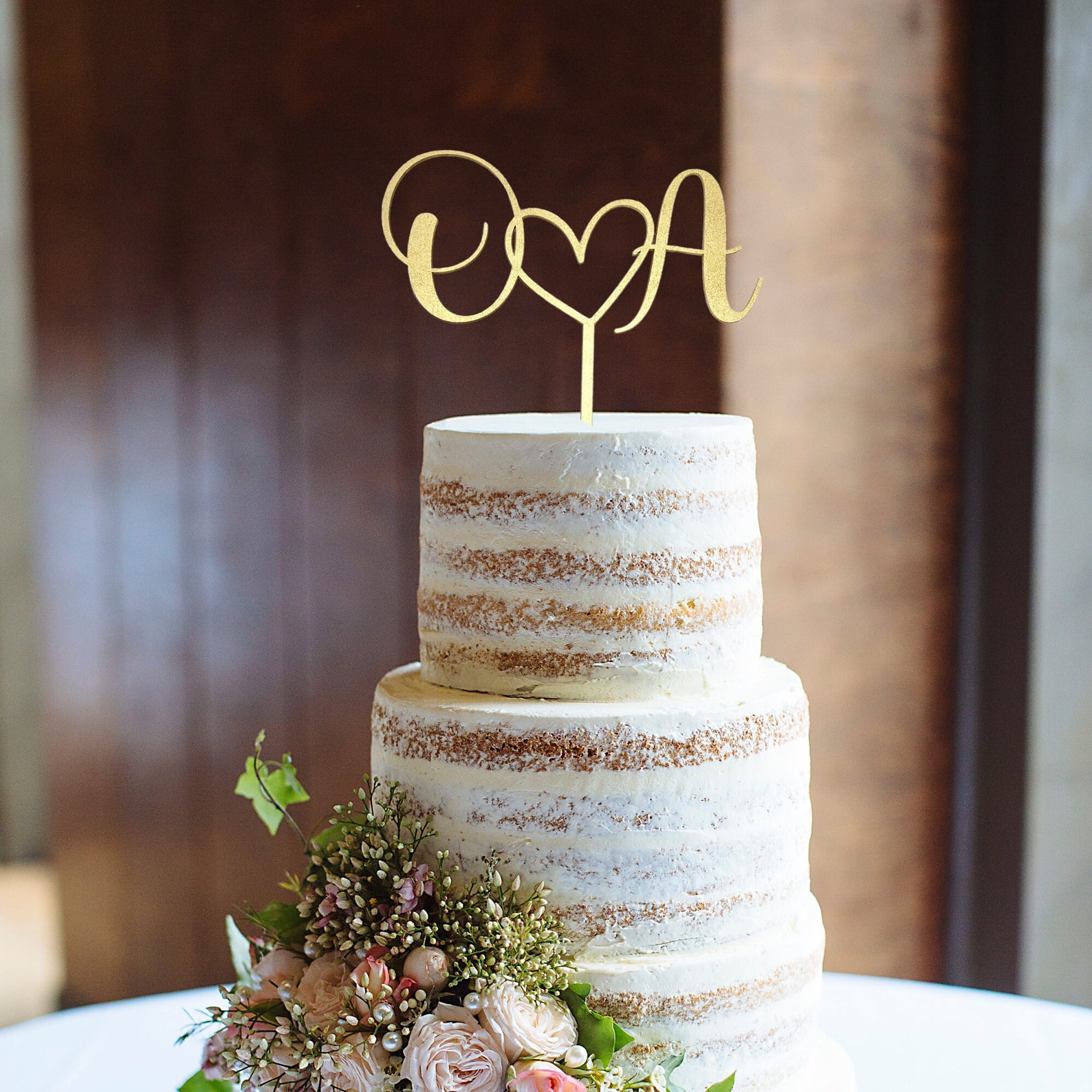 Handmade Rustic Wood Wedding Cake Topper With Personalized Initials ...