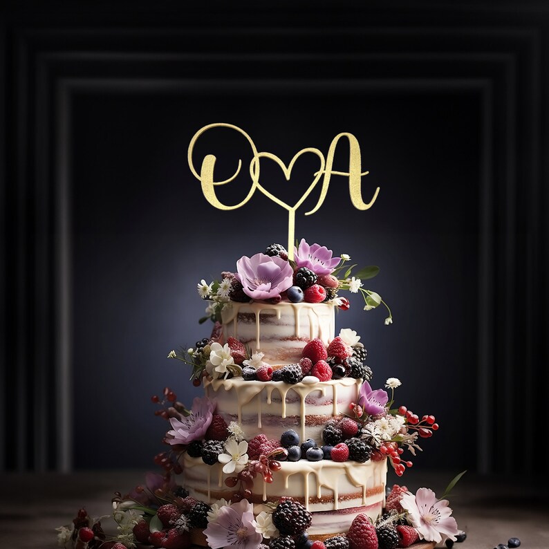 Handmade Rustic Wood Wedding Cake Topper With Personalized Initials ...