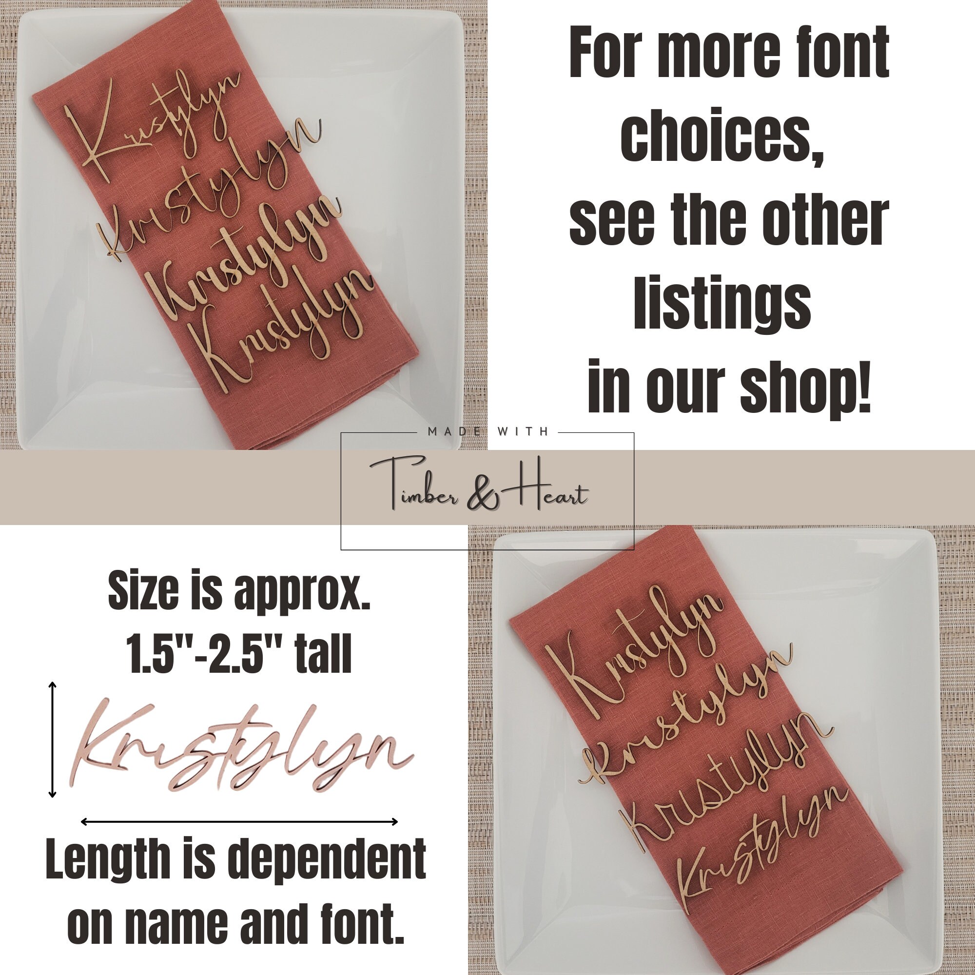 Custom Wooden Place Cards for Weddings - Personalized Name Cards ...