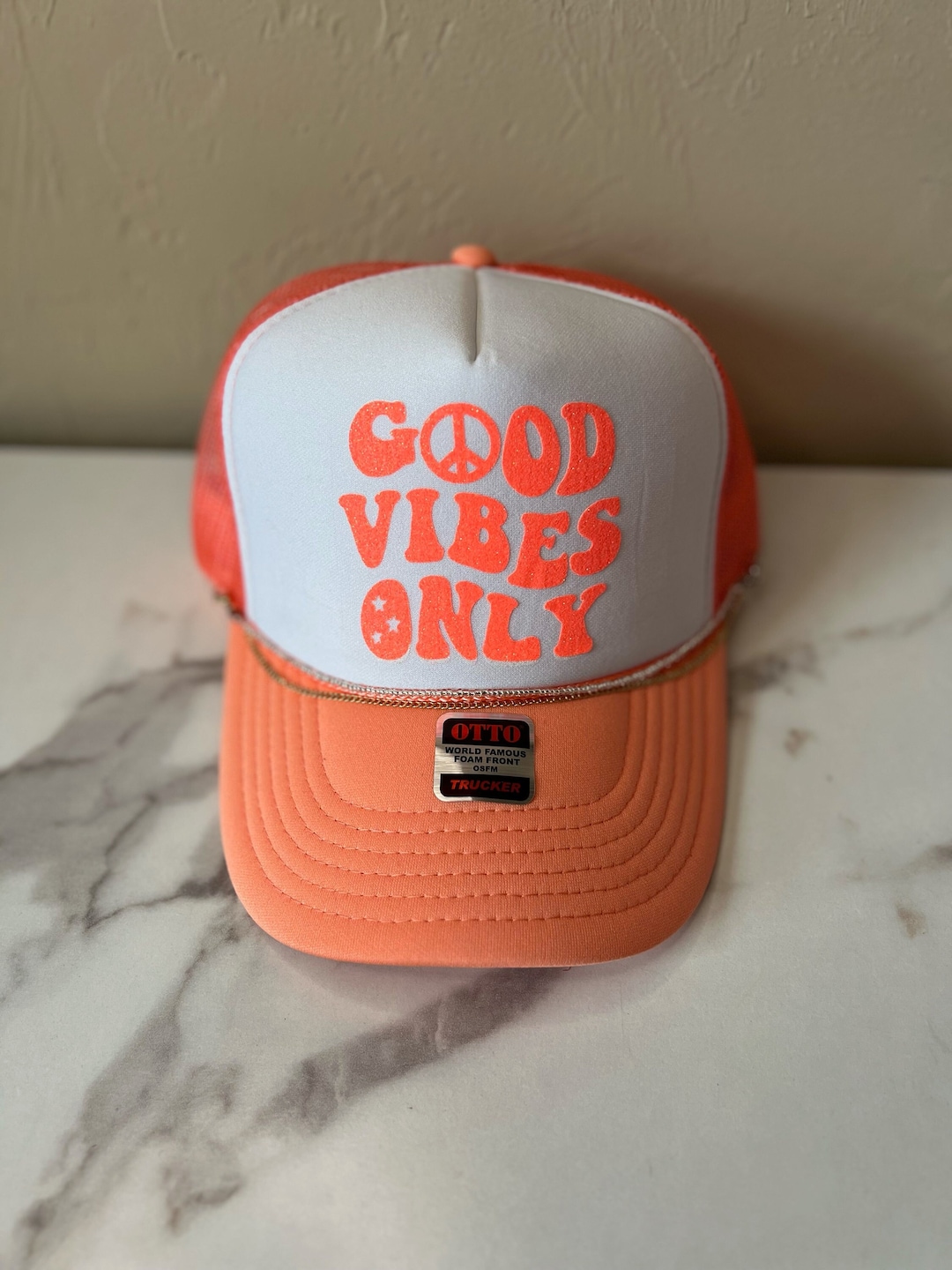Good Vibes Only Coral Otto Trucker Hat - Etsy