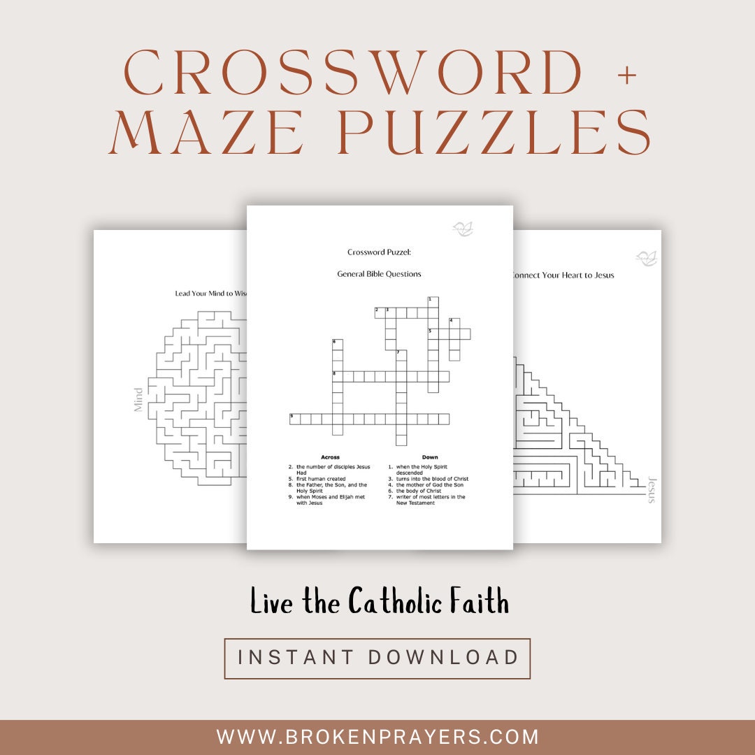 Catholic Crossword & Maze Puzzles: Homeschool Family Game (digital ...