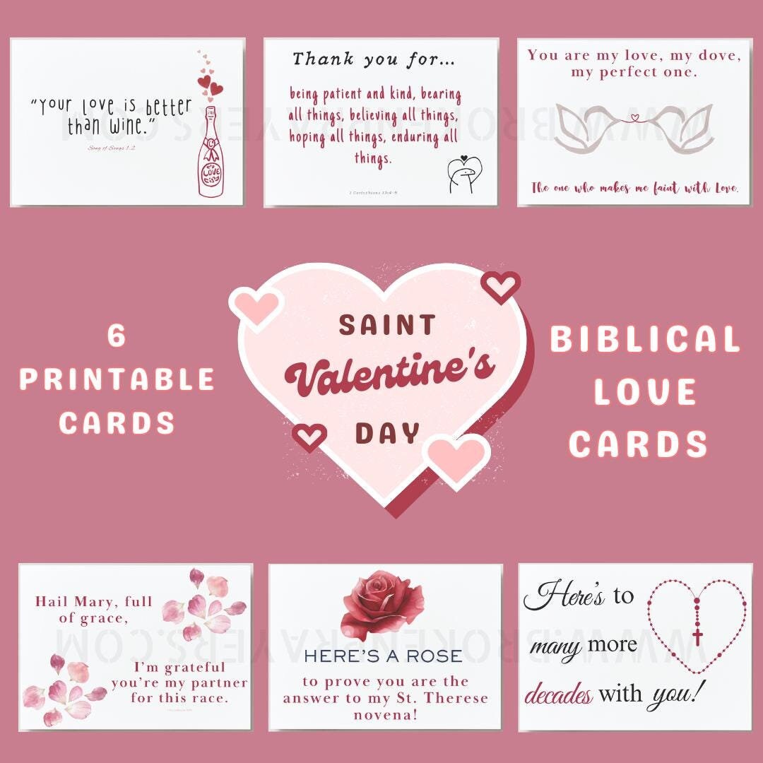 Catholic St. Valentine’s Day Printable Cards Faith-based Love Cards for ...