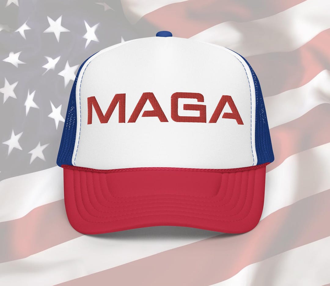MAGA Hat Trump Hat MAGA Red Embroidery Foam Trucker Hat Trump Merch ...