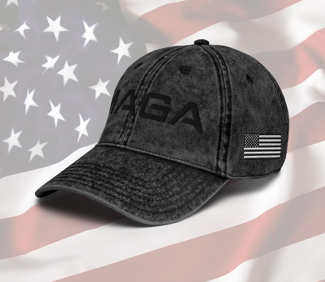 Black MAGA Hat Trump Hat Black American Flag Black Trump Dat Hat Trump ...