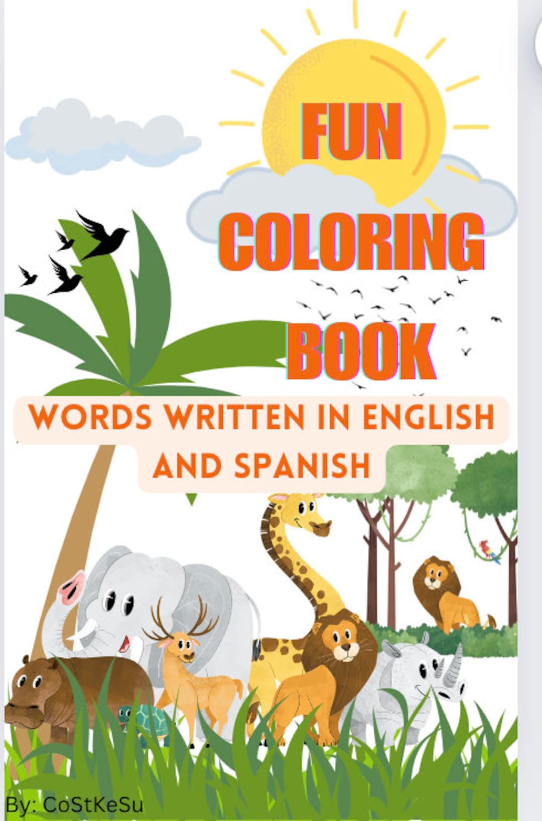 Fun Coloring Book Written in English and Spanish Animals Edition - Etsy